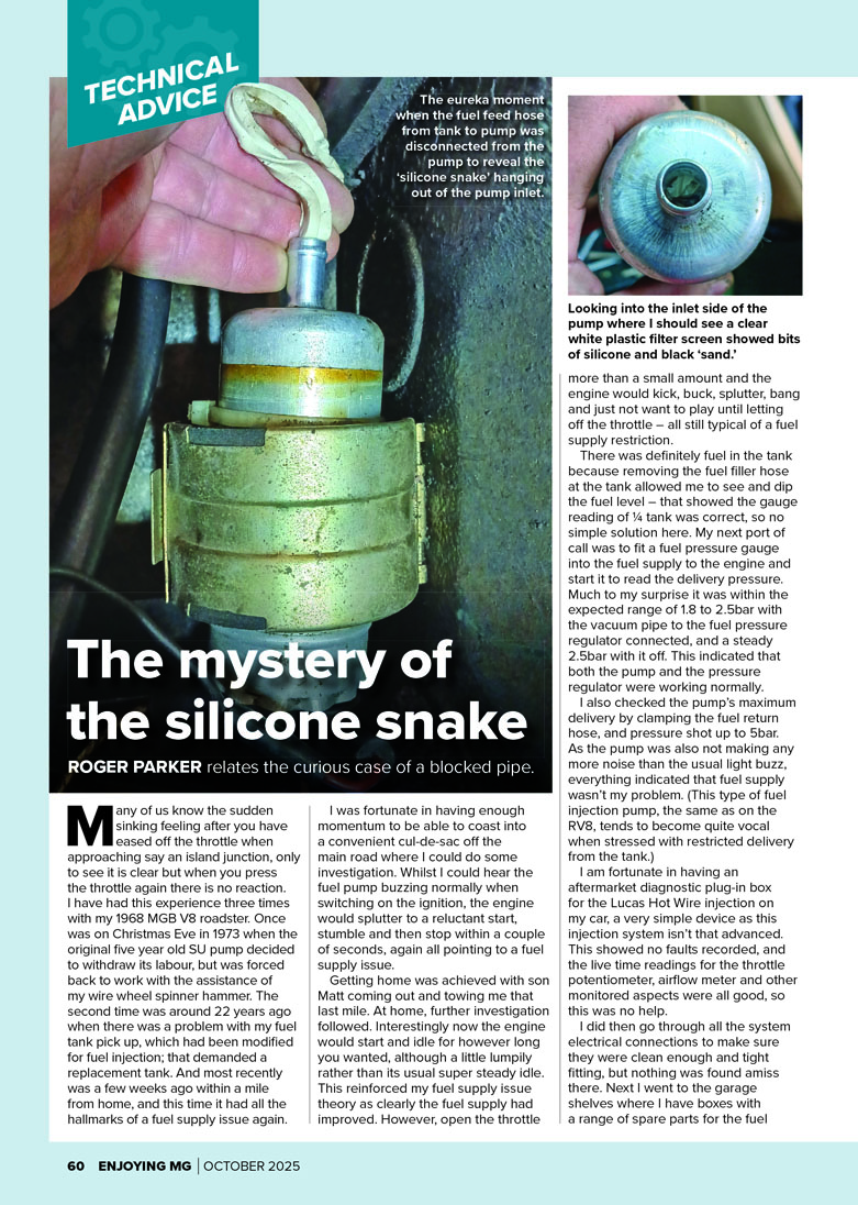 SILICONE SNAKE | The MG Owners' Club