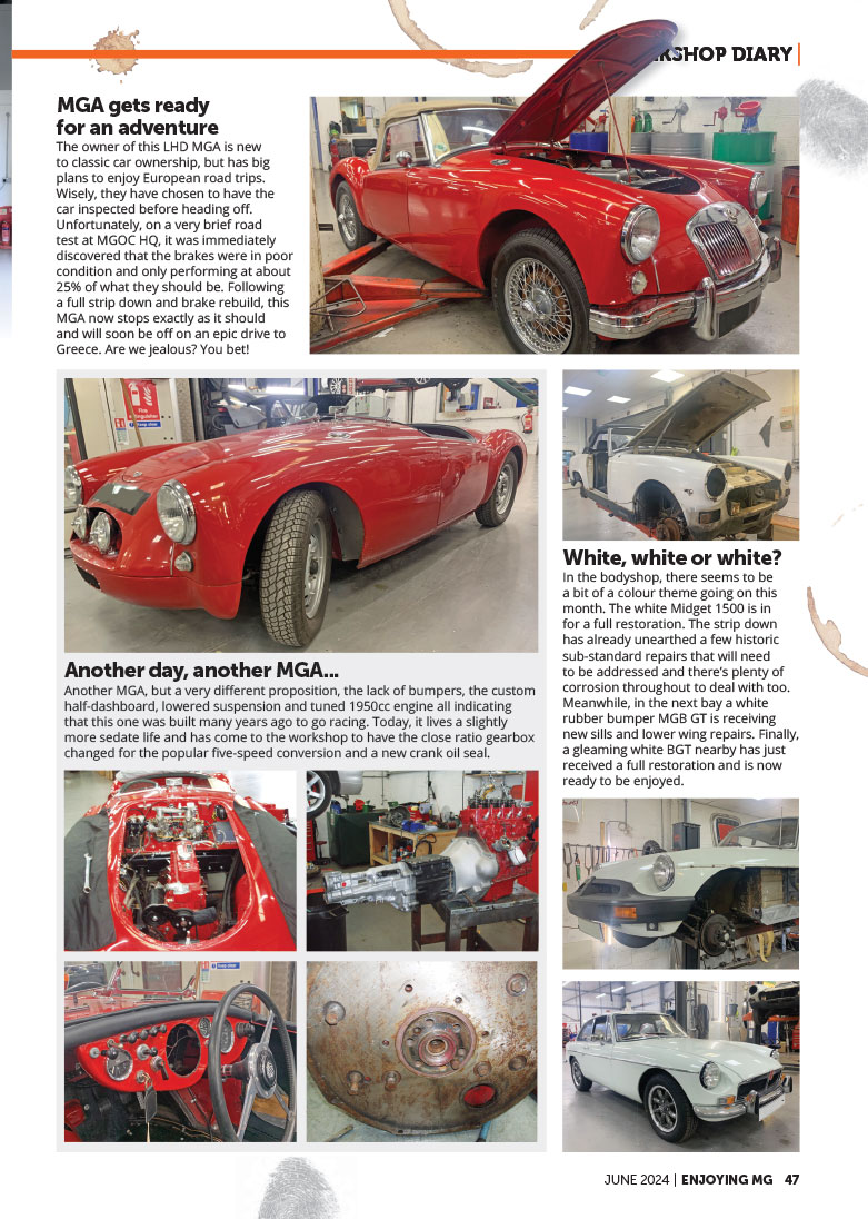 MG WORKSHOP DIARY JUNE 2024 | The MG Owners' Club