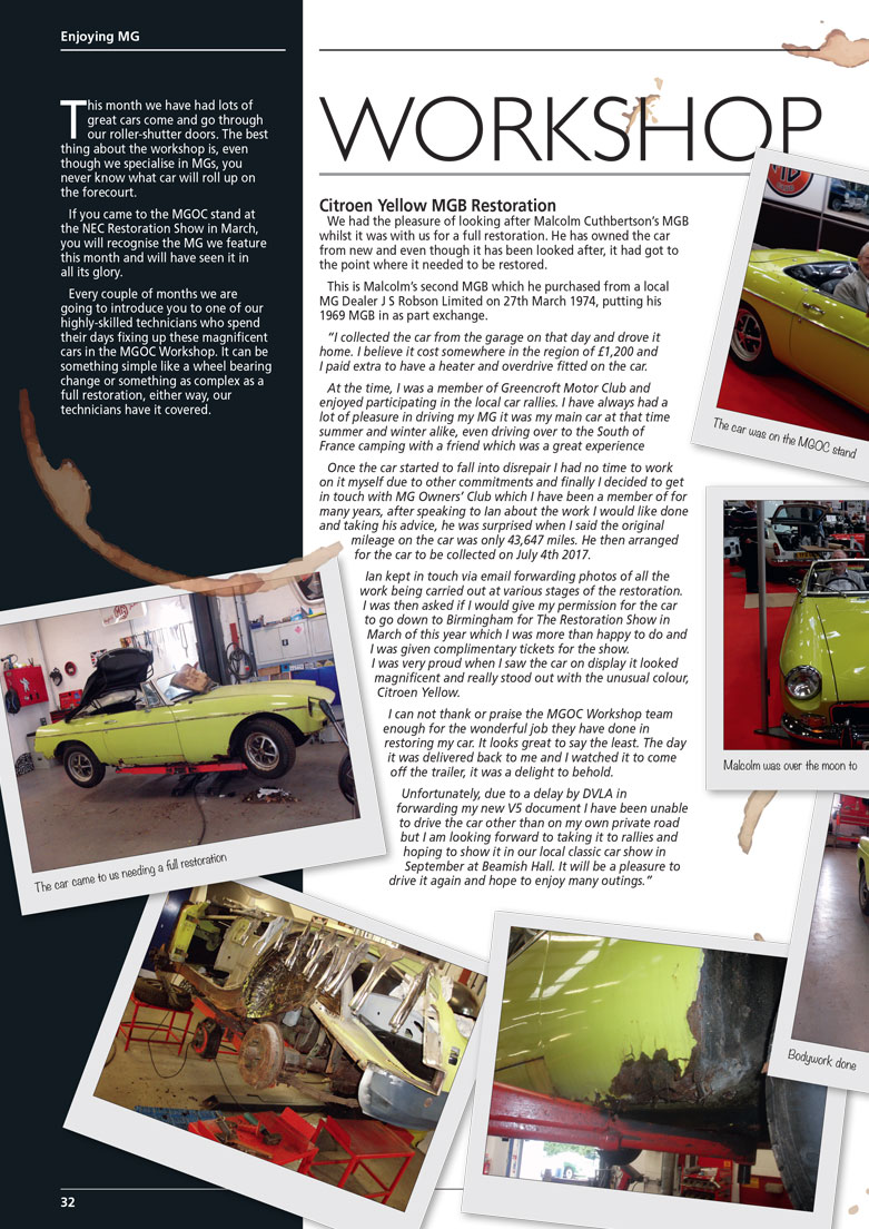 WORKSHOP DIARY - JULY 2019 | The MG Owners' Club